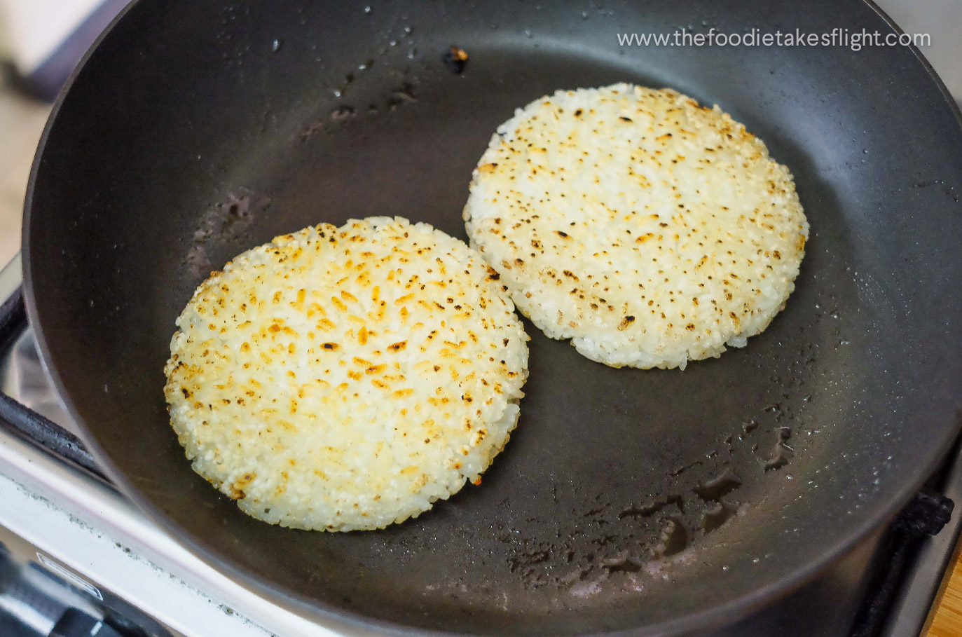 Toasted Teriyaki Mushroom Rice Burgers - The Foodie Takes Flight