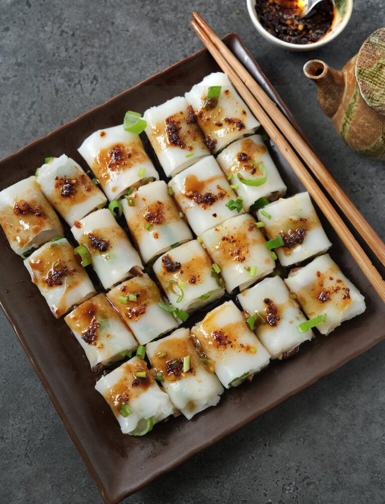 Microwave Mushroom Cheung Fun (Vegan Rice Noodle Rolls) - The Foodie ...