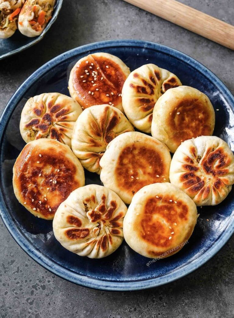 Pan-Fried Cabbage and Noodle Buns - The Foodie Takes Flight