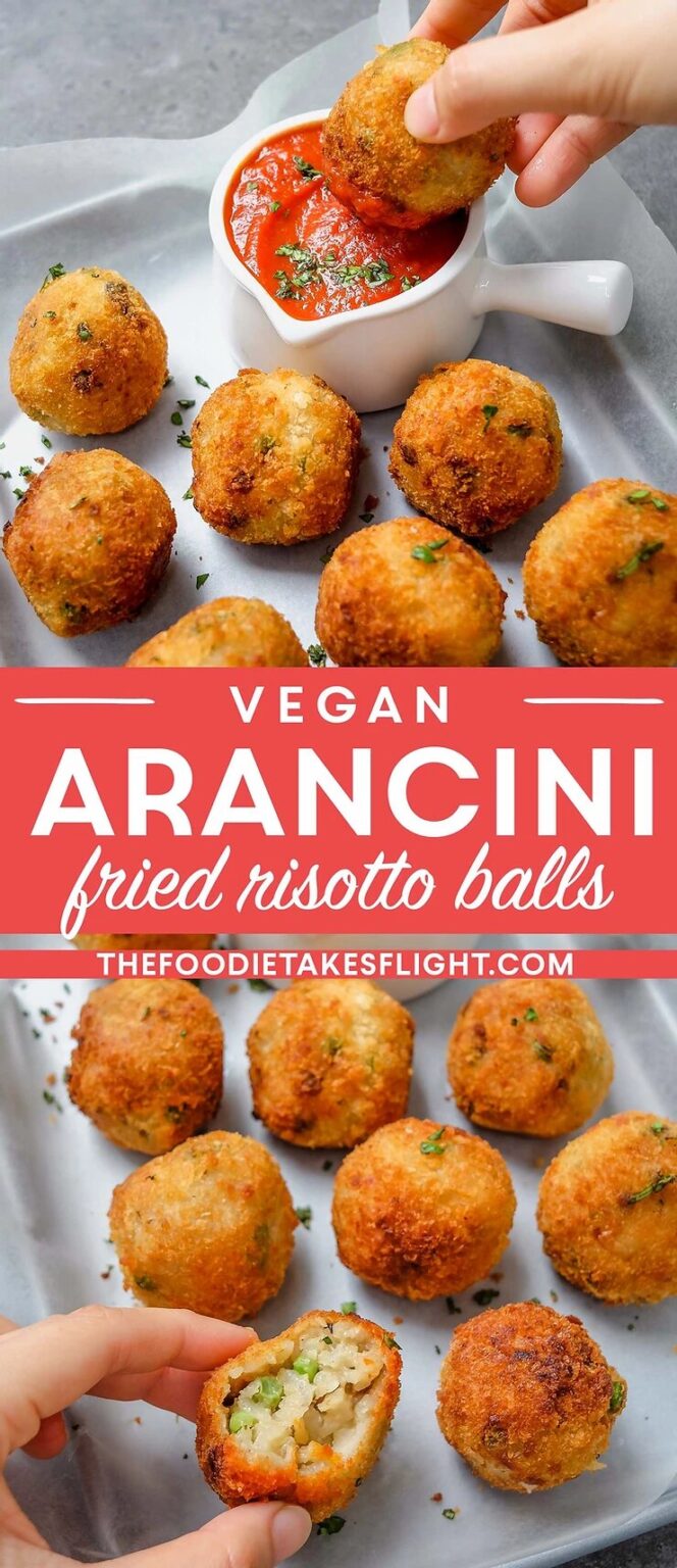 Creamy Mushroom and Pea Arancini (Fried Vegan Risotto Balls) - The ...