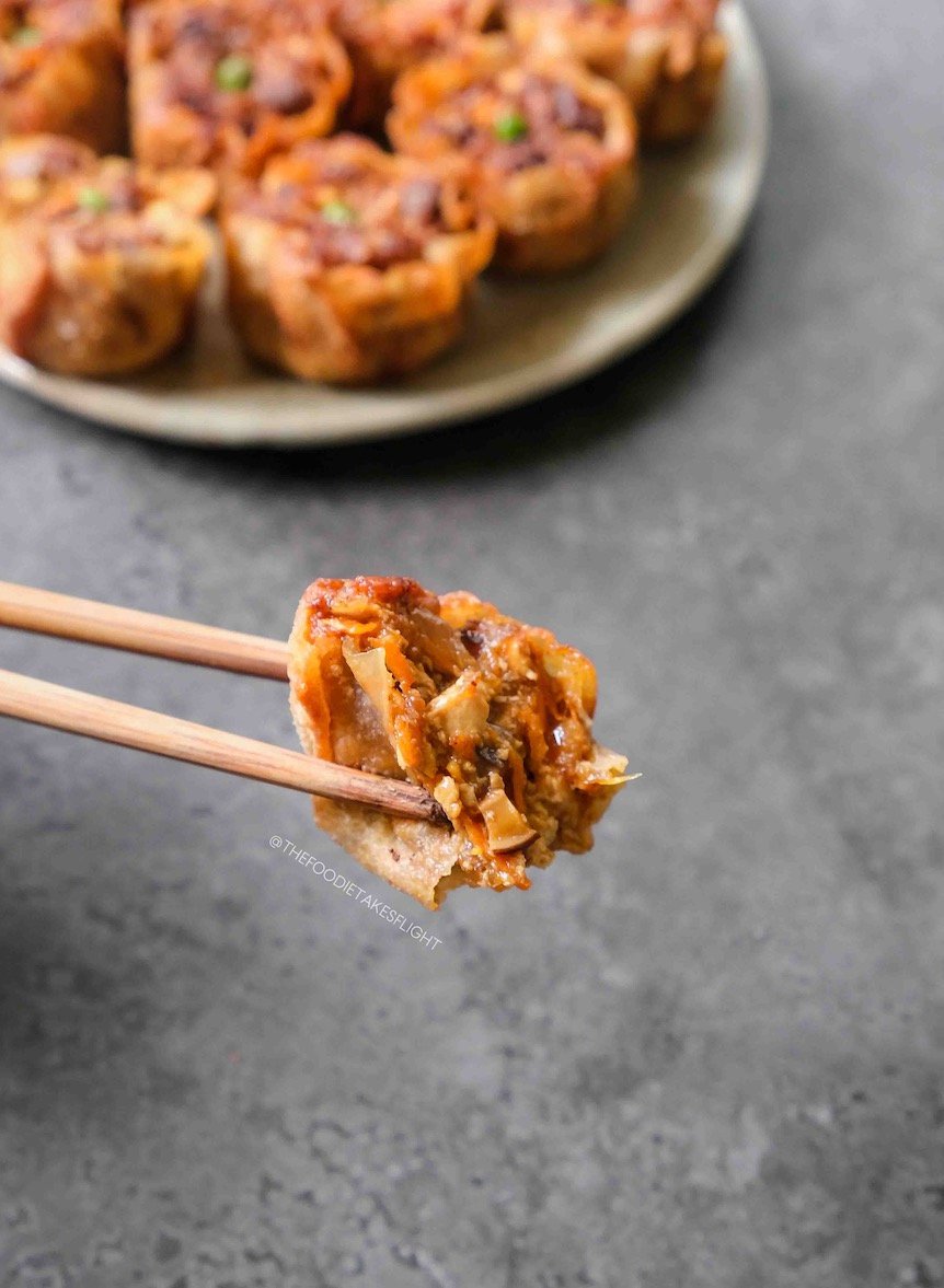 Vegan Tofu & Mushroom Siomai or Shu Mai - The Foodie Takes Flight