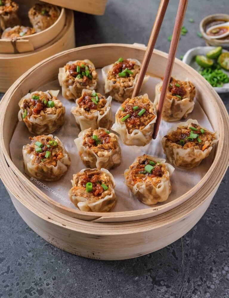 Vegan Tofu & Mushroom Siomai or Shu Mai - The Foodie Takes Flight