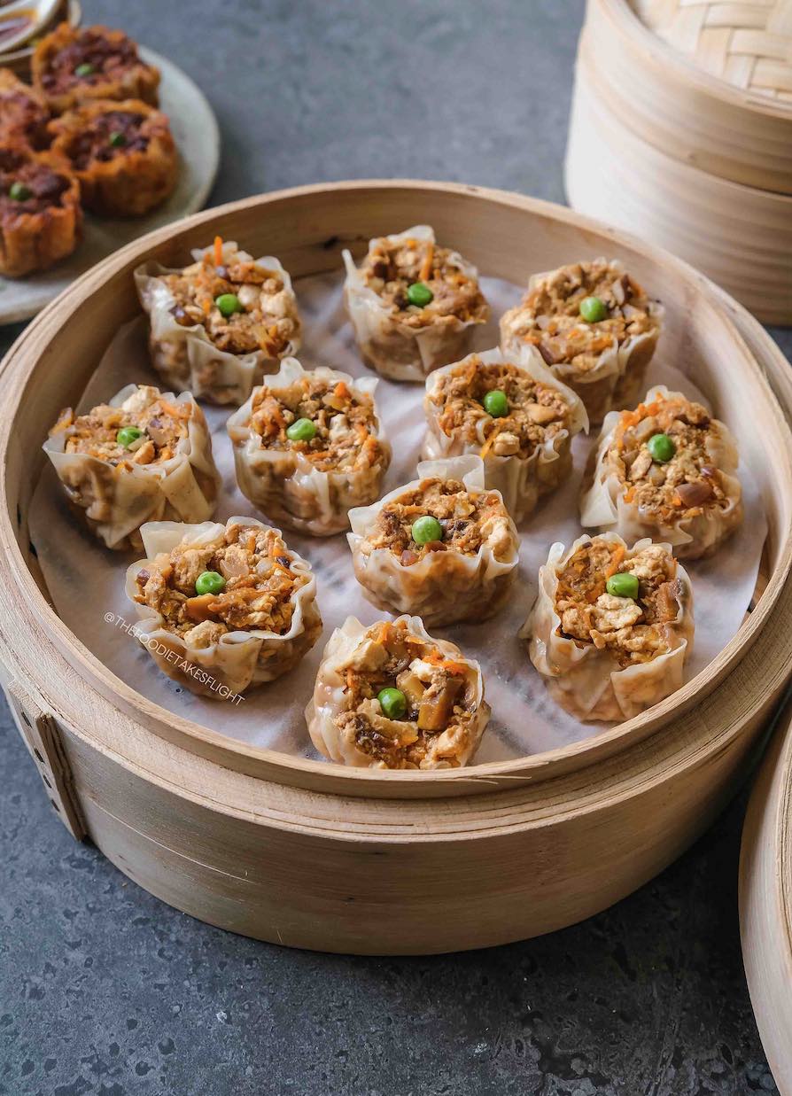 Vegan Tofu & Mushroom Siomai or Shu Mai - The Foodie Takes Flight