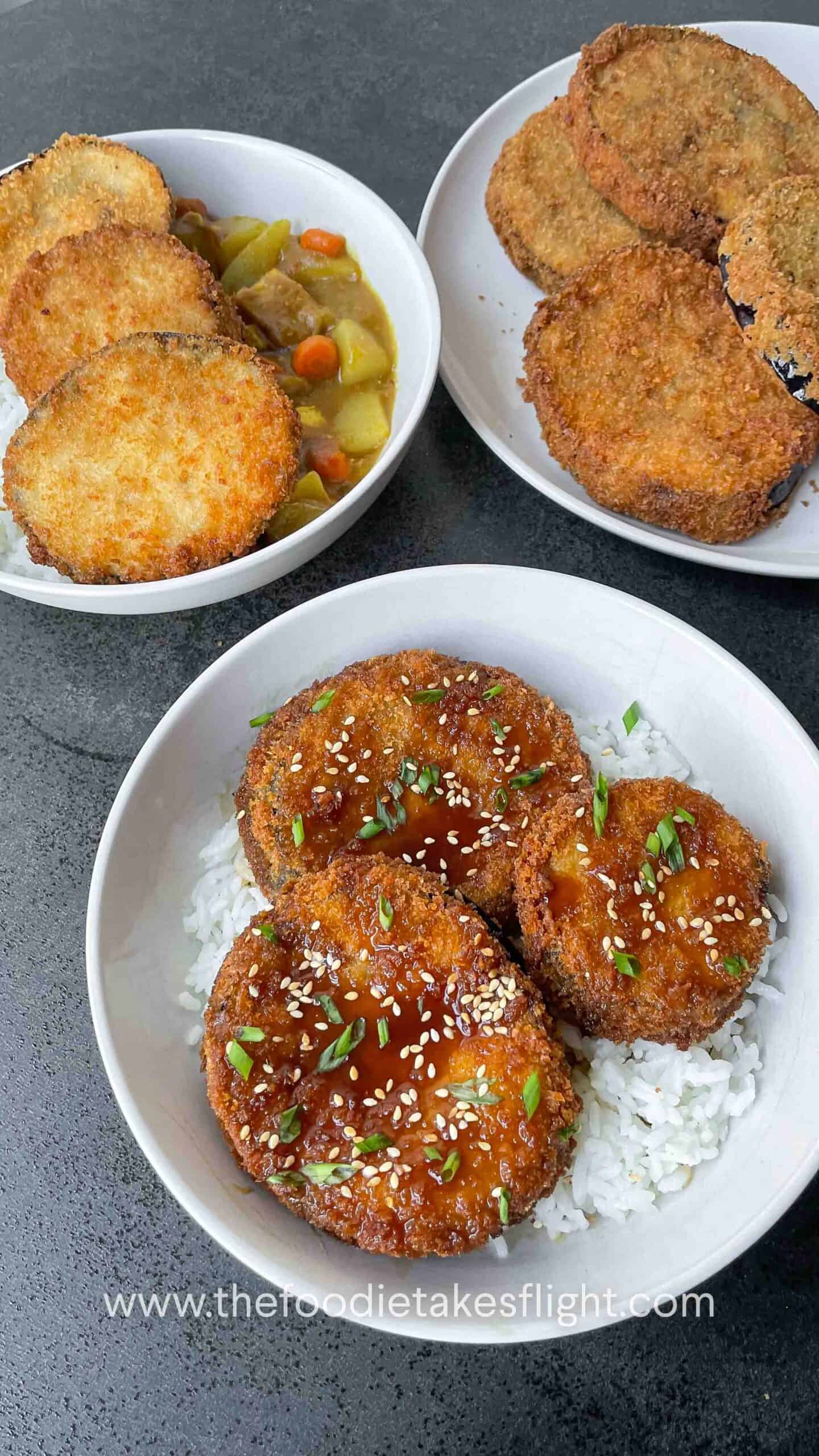 Crispy Eggplant 'Katsu' - The Foodie Takes Flight