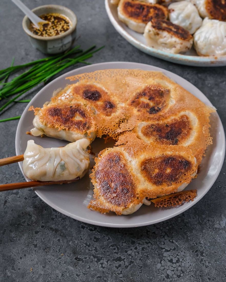 Crispy Bottom Potstickers - The Foodie Takes Flight