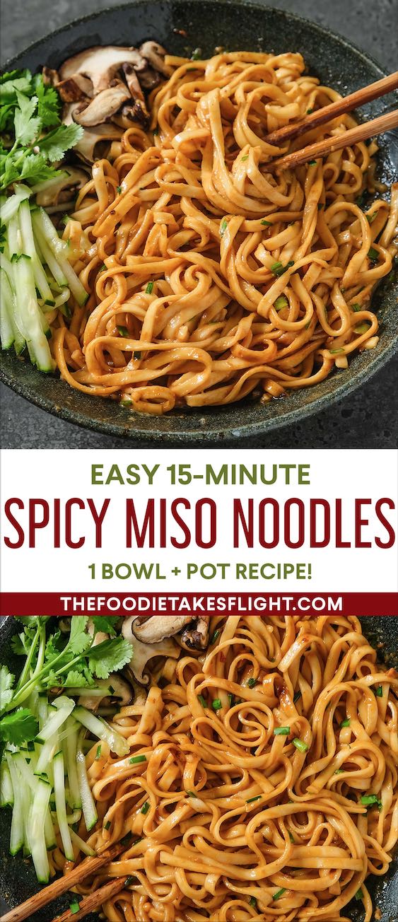 Easy Spicy Miso Noodles - The Foodie Takes Flight