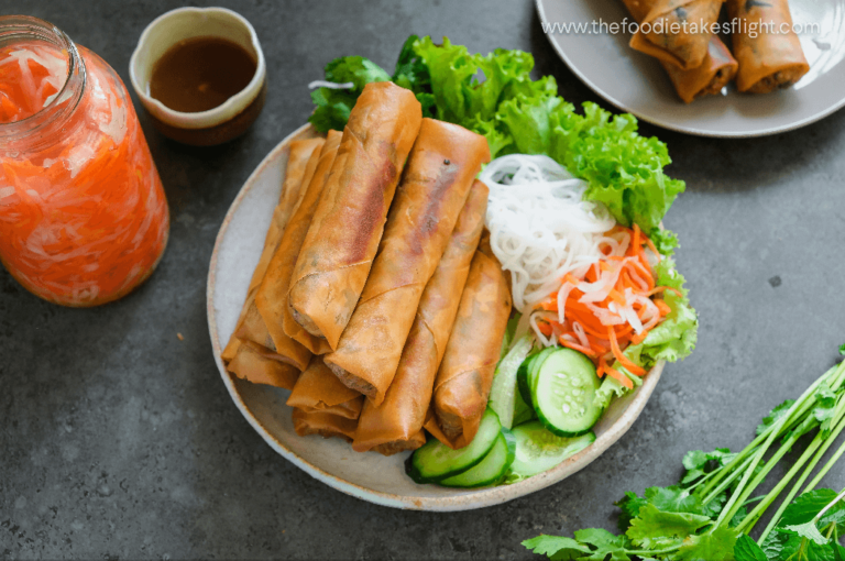 Chả Giò Chay (Vietnamese Vegetarian Spring Rolls) - The Foodie Takes Flight
