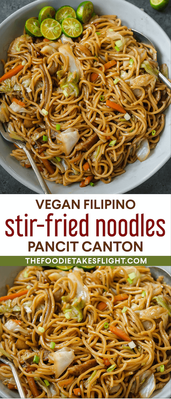 Vegan Pancit Canton (Filipino Stir-Fried Noodles) - The Foodie Takes Flight