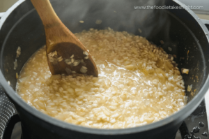 Creamy Vegan Miso Mushroom Risotto - The Foodie Takes Flight