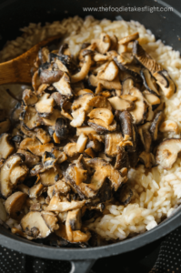 Creamy Vegan Miso Mushroom Risotto - The Foodie Takes Flight