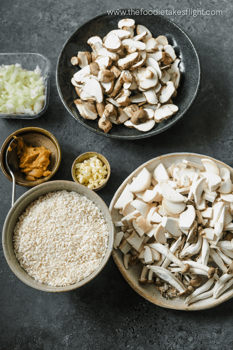 Creamy Vegan Miso Mushroom Risotto - The Foodie Takes Flight