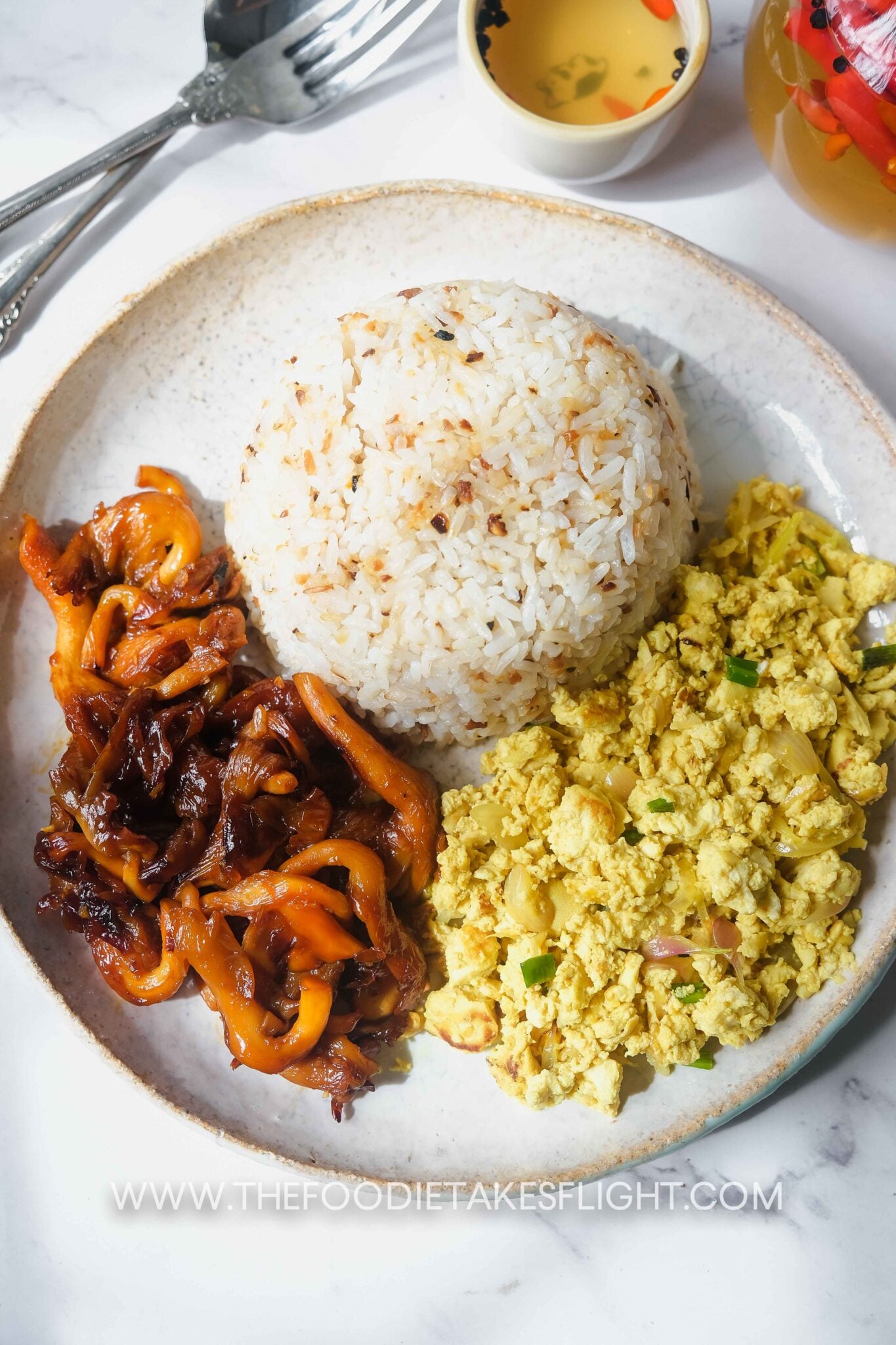 Mushroom Tocino (Vegan Filipino Cured "Meat") - The Foodie Takes Flight