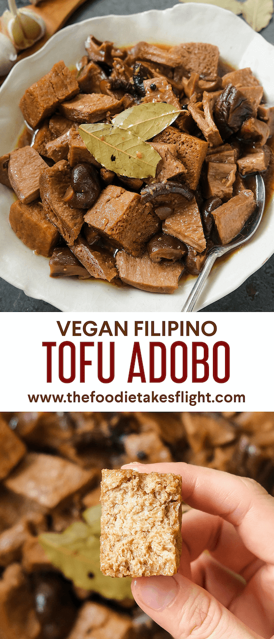 Vegan Filipino Adobo (Adobong Tokwa at Kabute) - The Foodie Takes Flight
