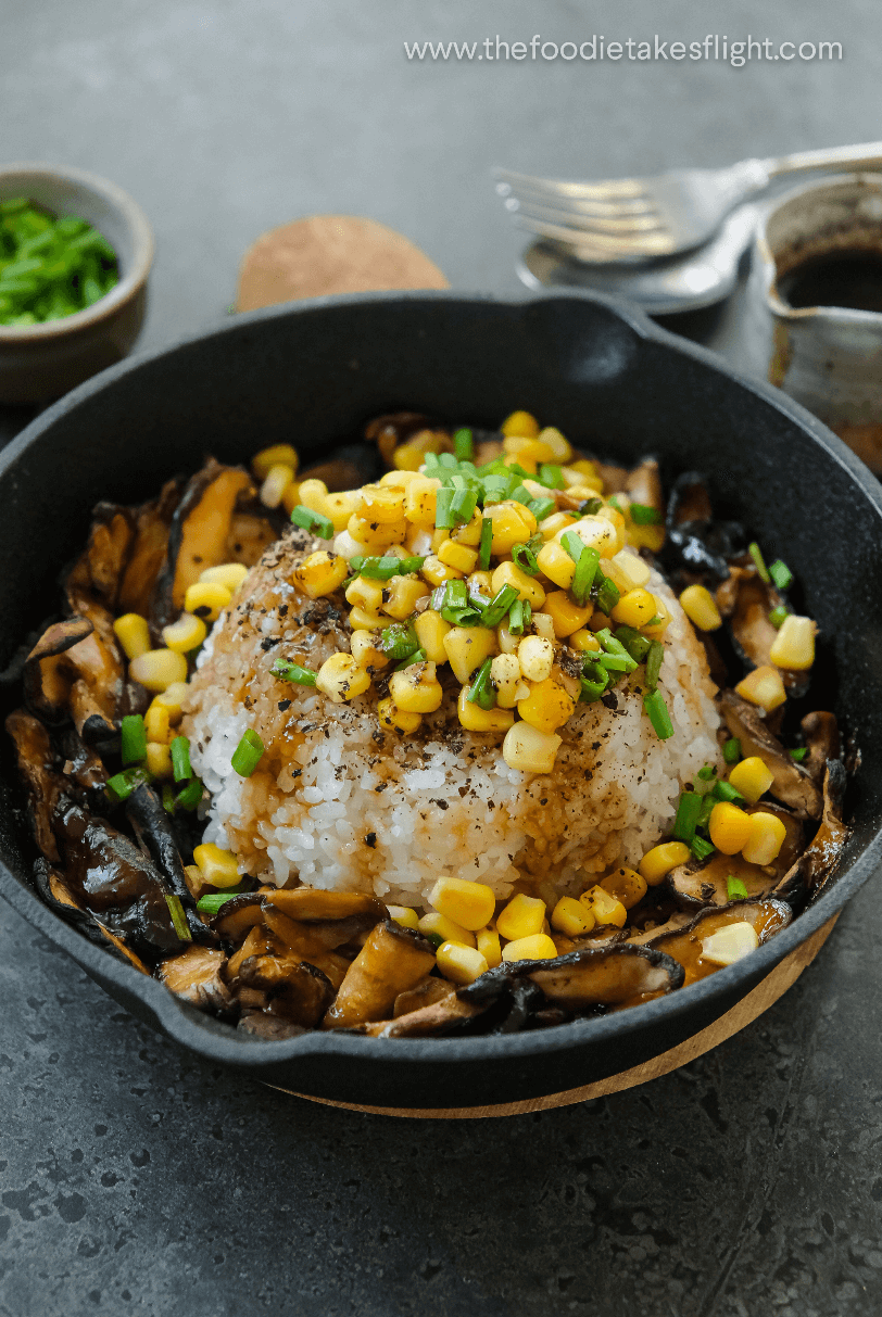 Sizzling Mushroom Pepper Rice - The Foodie Takes Flight