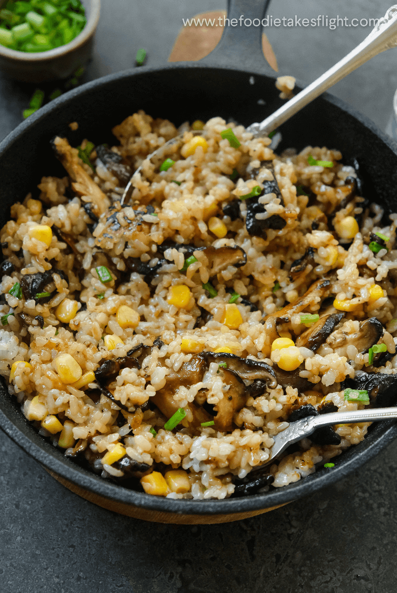 Sizzling Mushroom Pepper Rice - The Foodie Takes Flight
