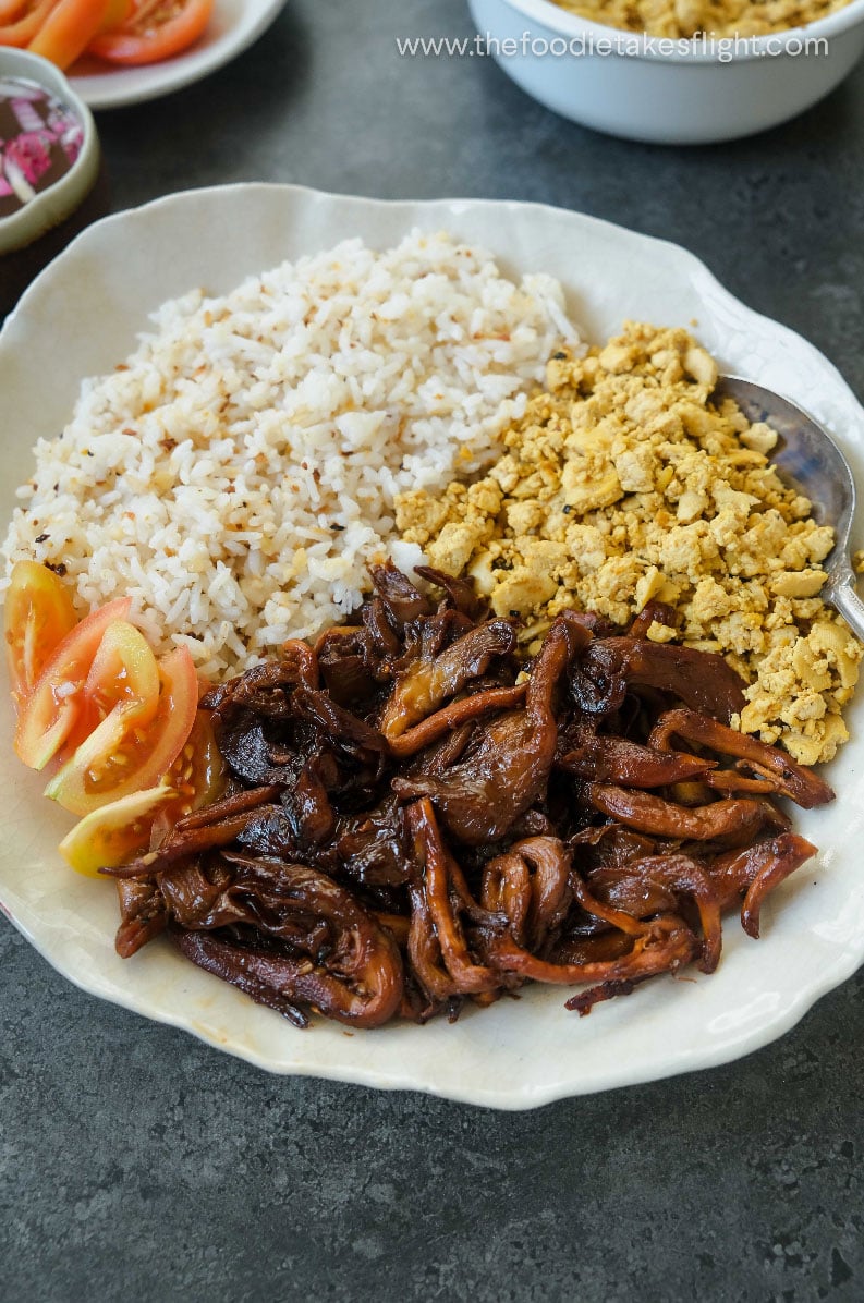 Mushroom Tapsilog (Filipino Mushroom Tapa) - The Foodie Takes Flight