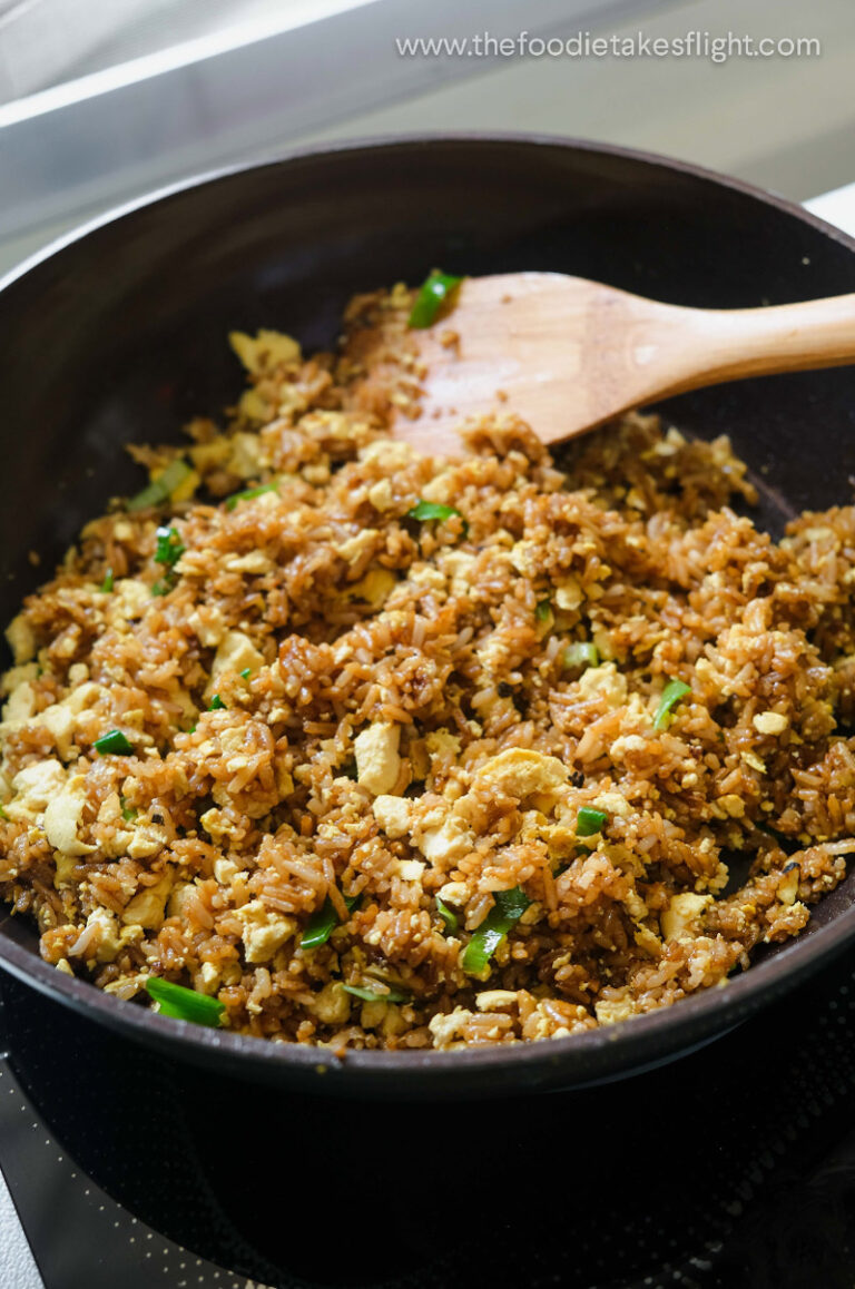 Easy Soy Sauce “Egg” Fried Rice - The Foodie Takes Flight