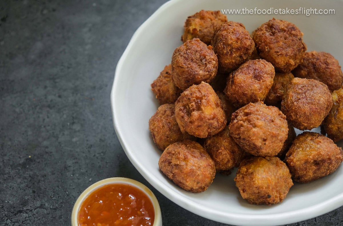 Vegan Sweet & Sour Meatballs (Filipino Bola-Bola) - The Foodie Takes Flight