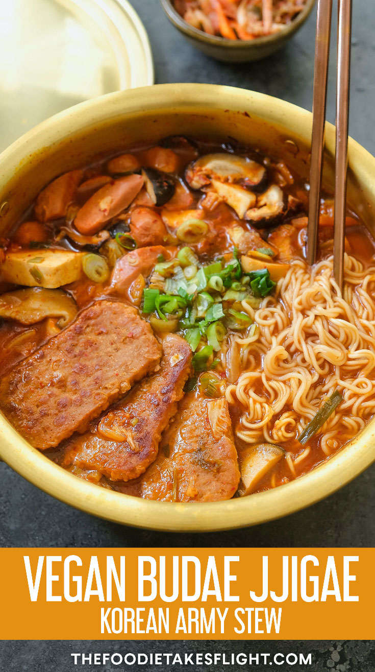 Vegan Budae Jjigae 부대찌개 (Korean Army Base Stew) - The Foodie Takes Flight