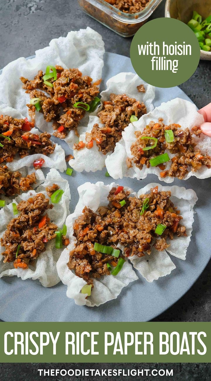 Rice Paper Boats with Hoisin Meat Filling - The Foodie Takes Flight