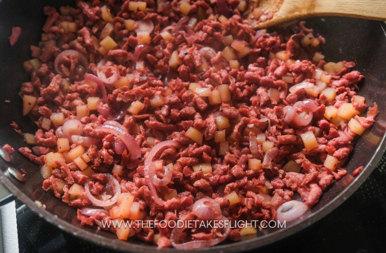 Vegan Corned “Beef” Hash, Filipino-Style - The Foodie Takes Flight