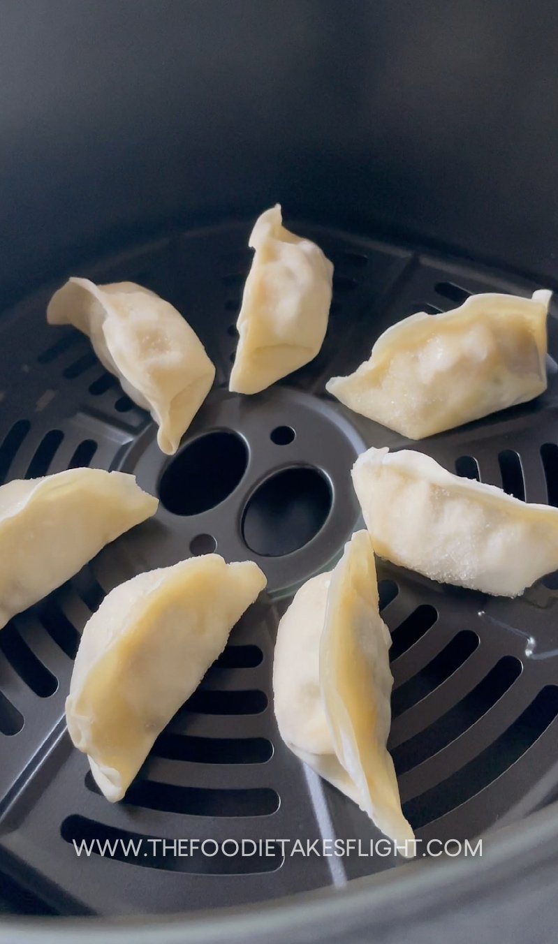 Air-Fried Dumplings with Gochujang Mayo - The Foodie Takes Flight