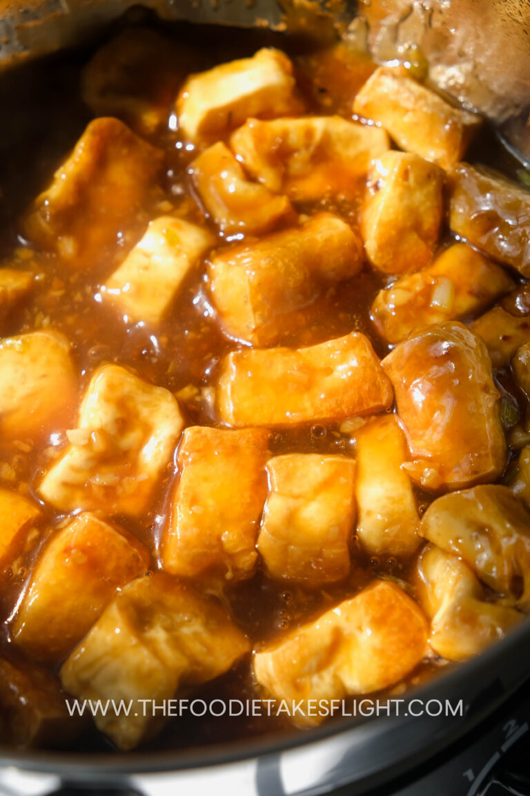 Sticky Garlic Butter Tofu (Vegan) - The Foodie Takes Flight