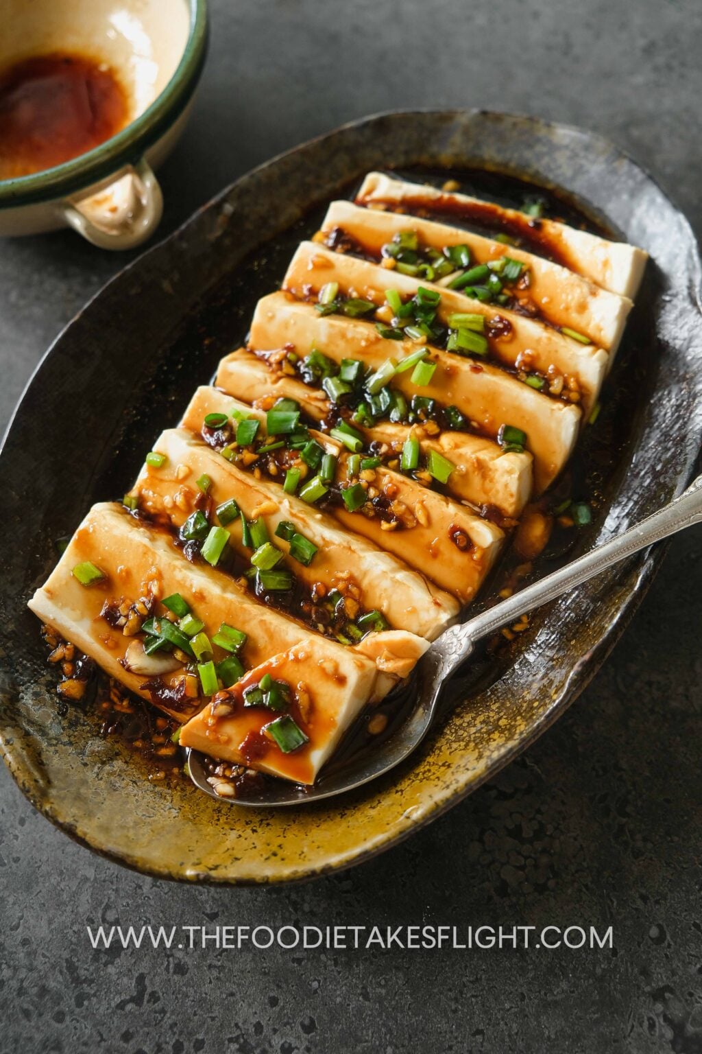Steamed Tofu with Soy Garlic Sauce - The Foodie Takes Flight