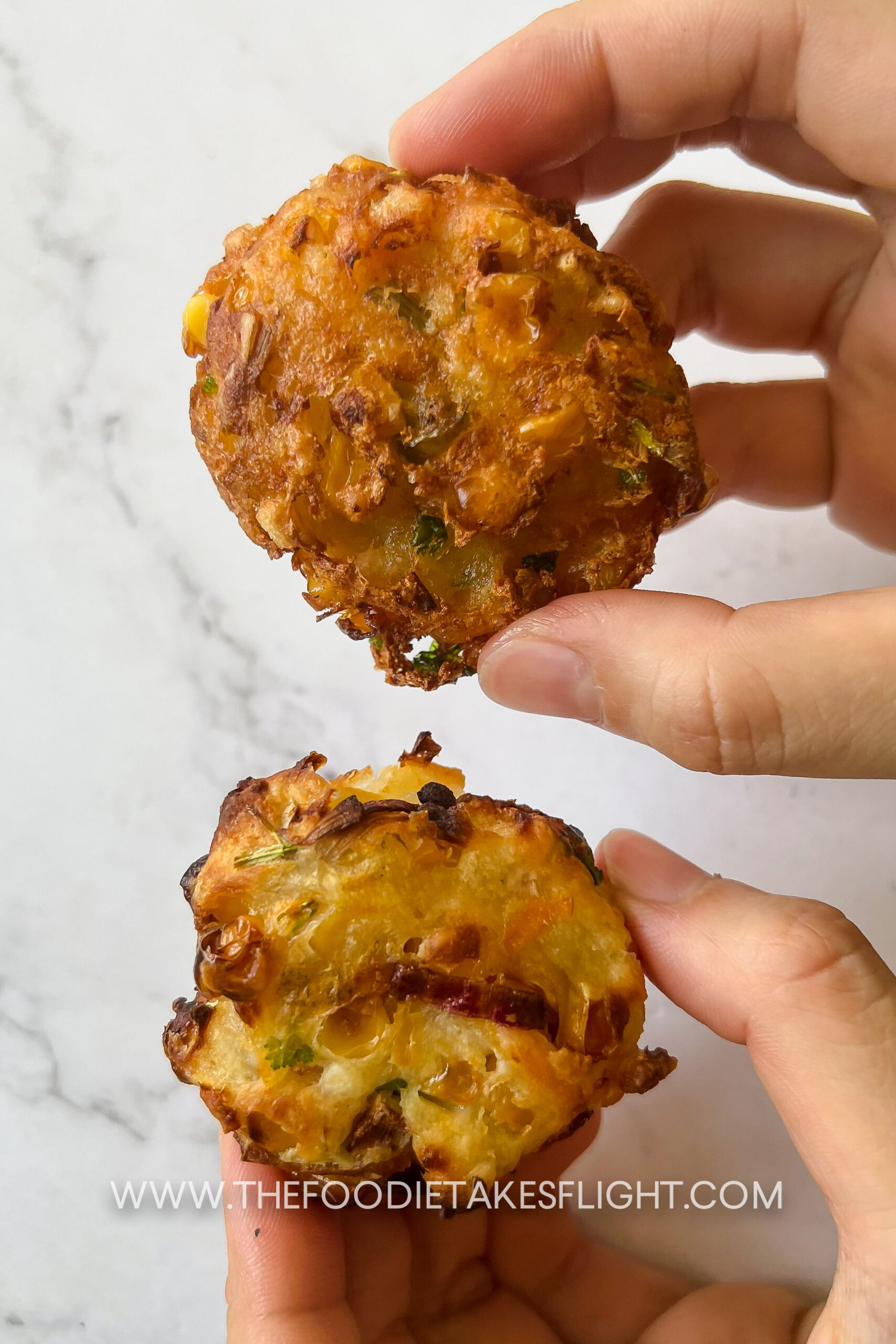Potato and Sweet Corn Fritters - The Foodie Takes Flight