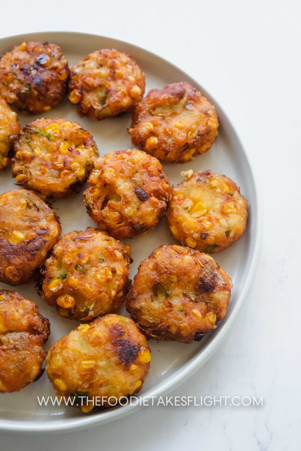 Potato and Sweet Corn Fritters - The Foodie Takes Flight