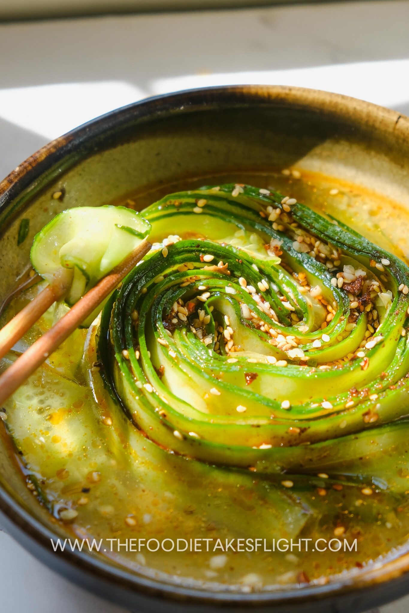 Chinese Cucumber Rose Salad - The Foodie Takes Flight