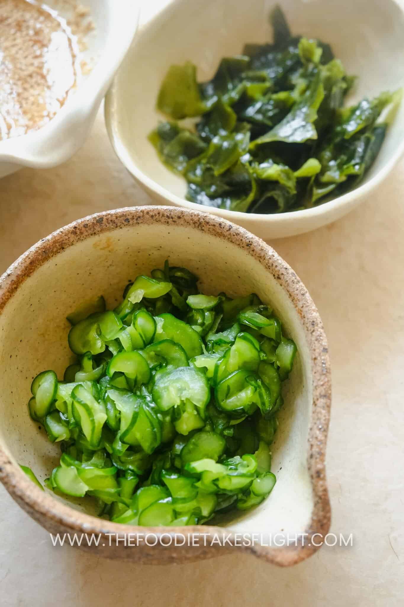 Japanese Cucumber and Seaweed Salad (Sunomono) - The Foodie Takes Flight
