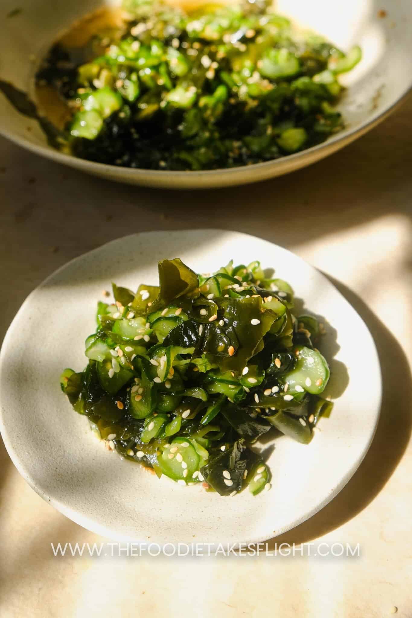 Japanese Cucumber and Seaweed Salad (Sunomono) - The Foodie Takes Flight