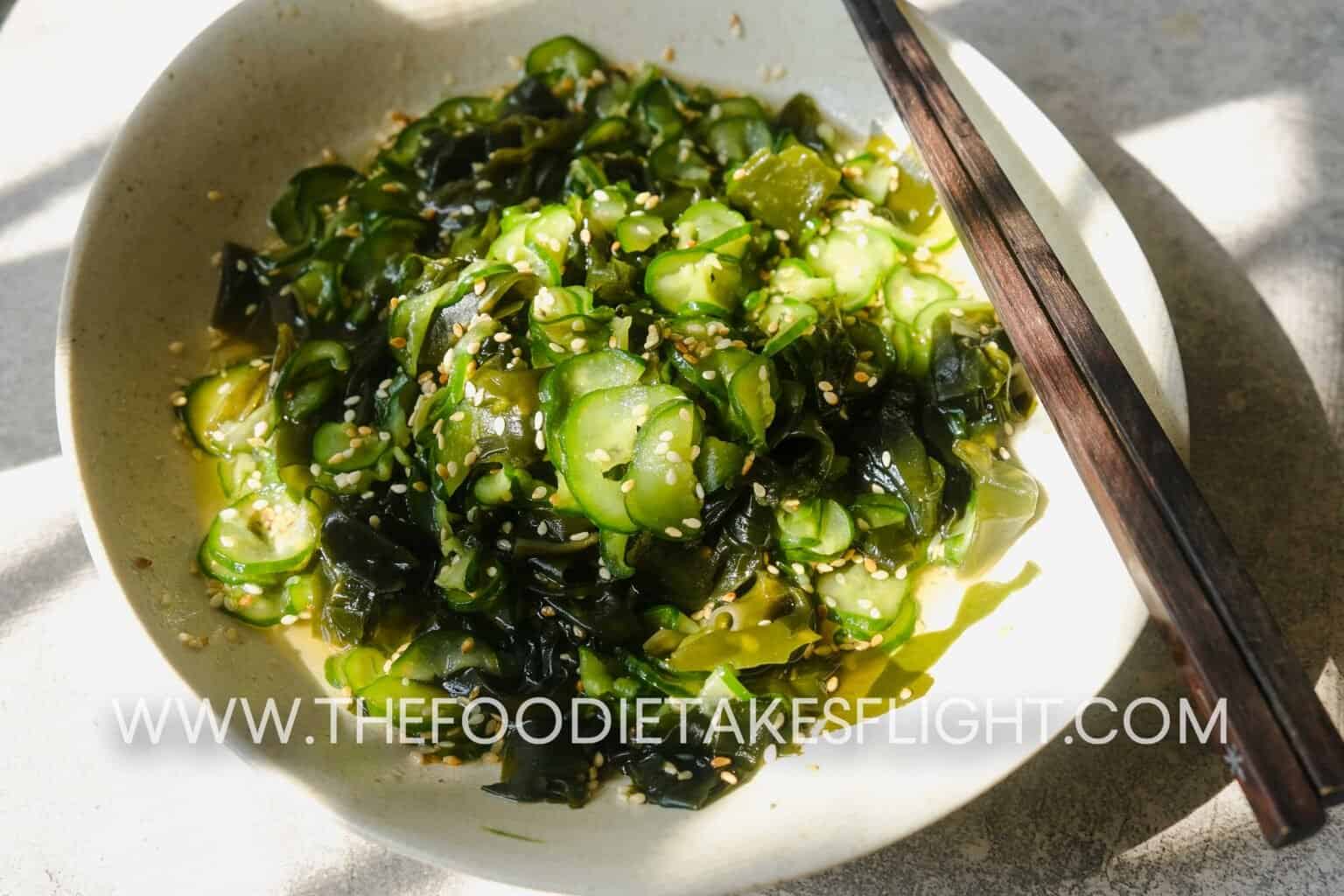 Japanese Cucumber and Seaweed Salad (Sunomono) - The Foodie Takes Flight