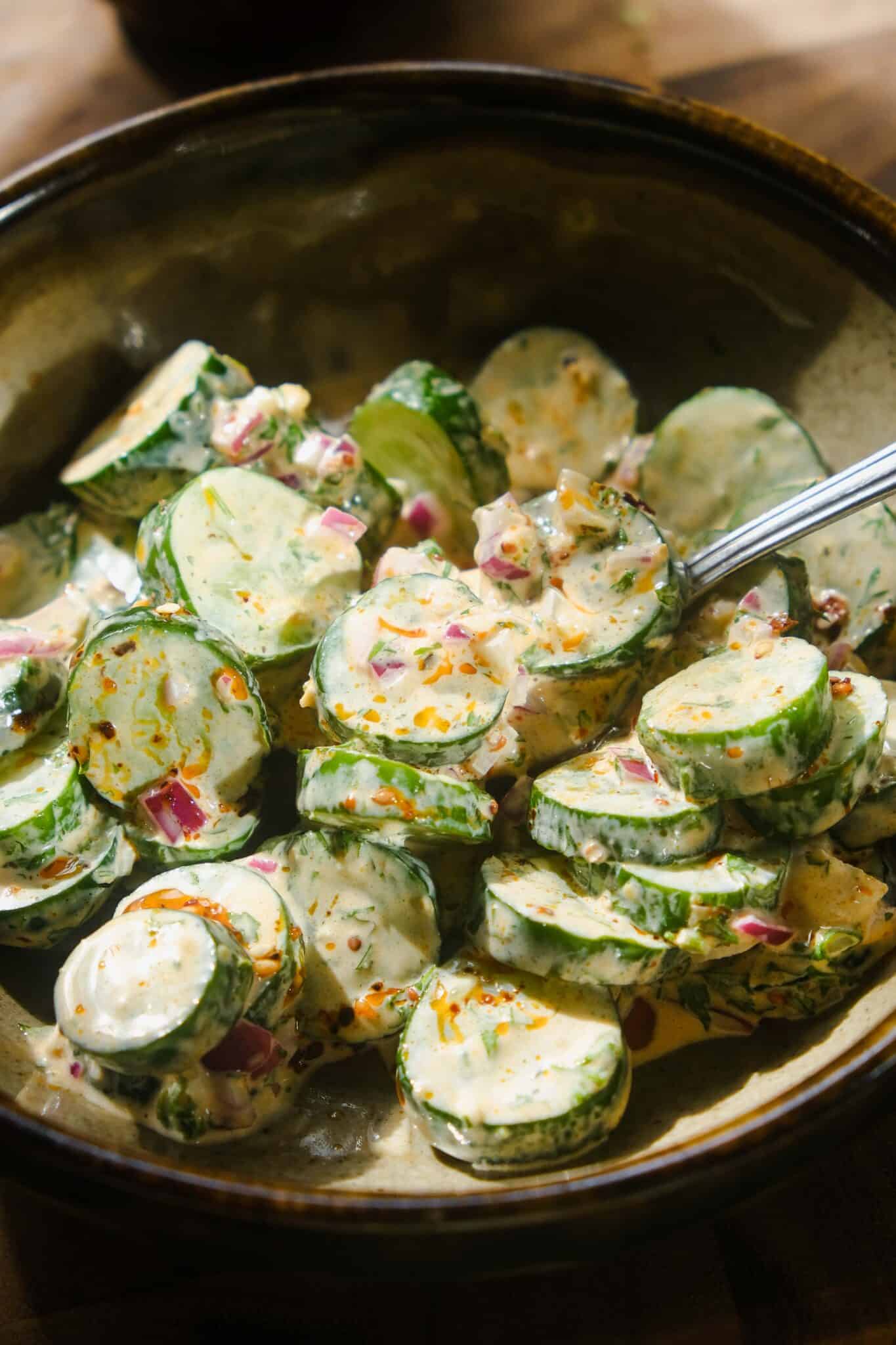 Creamy Cucumber Dill Salad (Vegan) - The Foodie Takes Flight