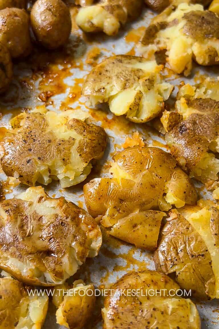 Smashed Potatoes with Dill Mayo - The Foodie Takes Flight