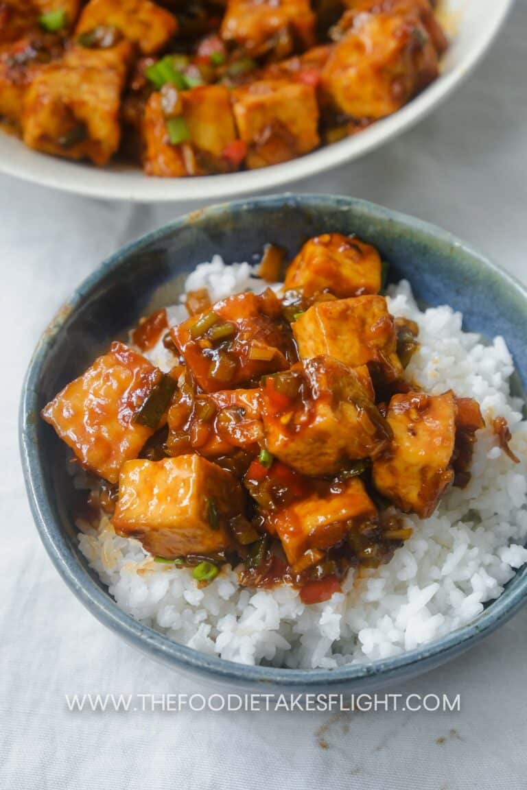 Indo-Chinese Style Chili Tofu - The Foodie Takes Flight