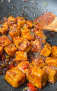 Indo-Chinese Style Chili Tofu - The Foodie Takes Flight