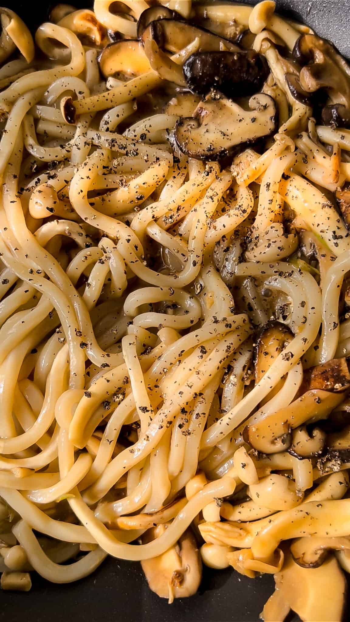 Creamy Mushroom Udon (Vegan) - The Foodie Takes Flight