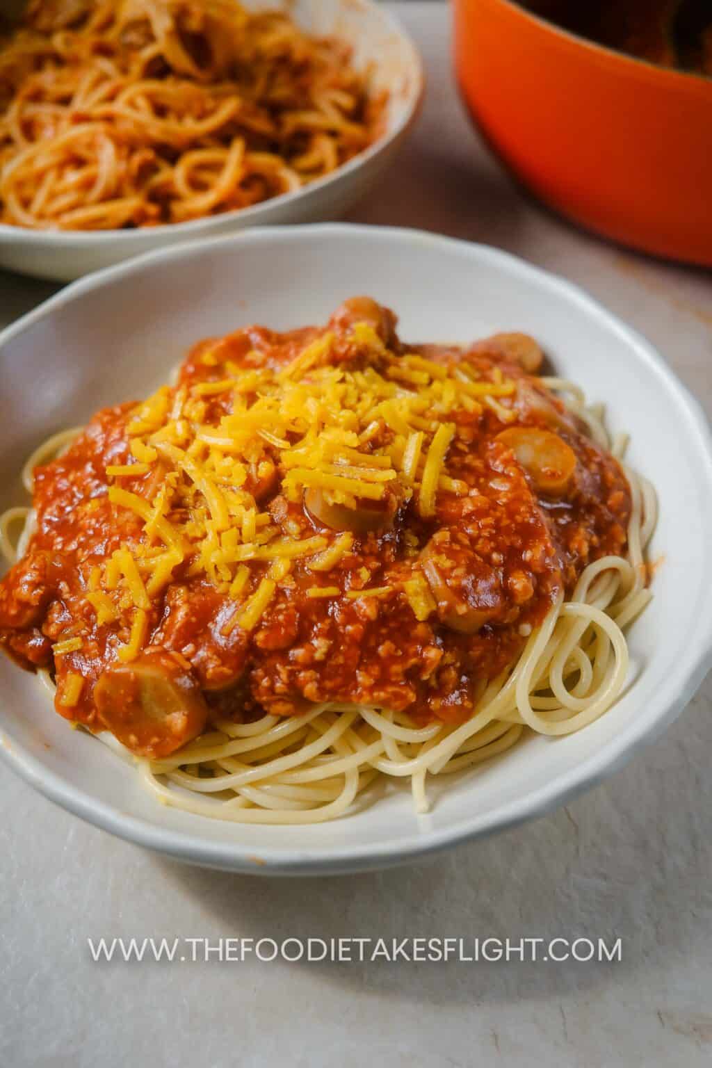 Filipino Style Spaghetti (Vegan) - The Foodie Takes Flight