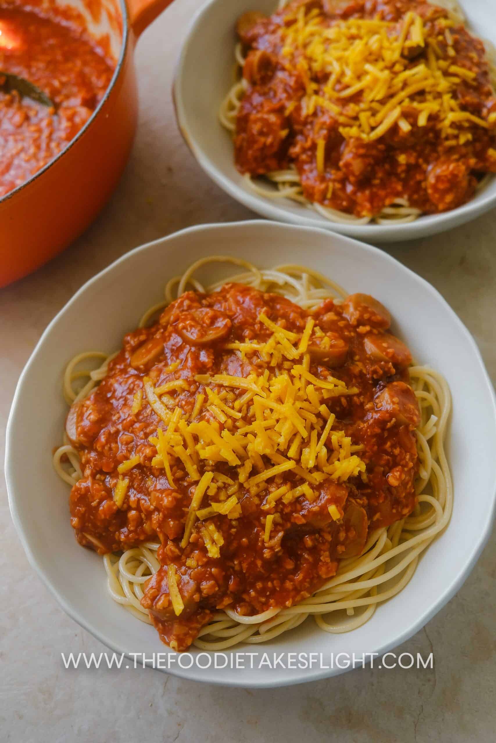 Filipino Style Spaghetti (Vegan) - The Foodie Takes Flight