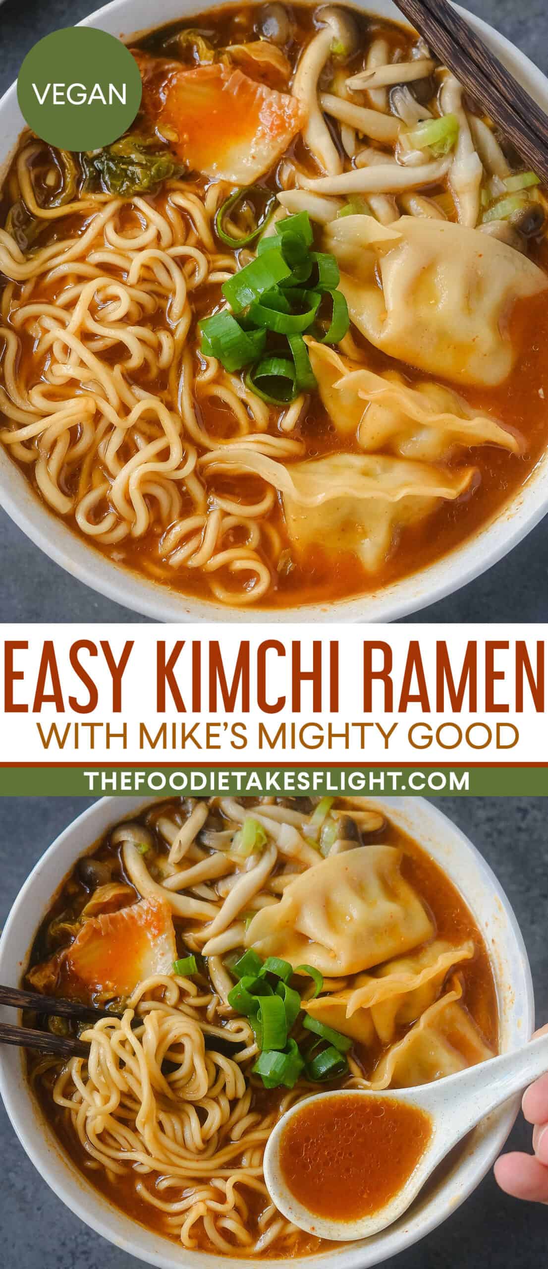Easy Vegan Kimchi Ramen - The Foodie Takes Flight