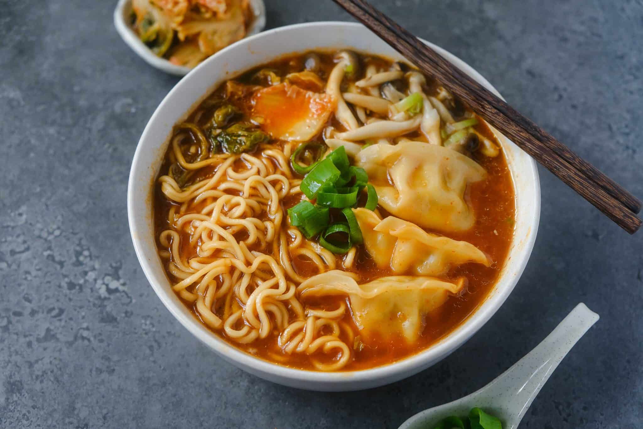 Easy Vegan Kimchi Ramen - The Foodie Takes Flight