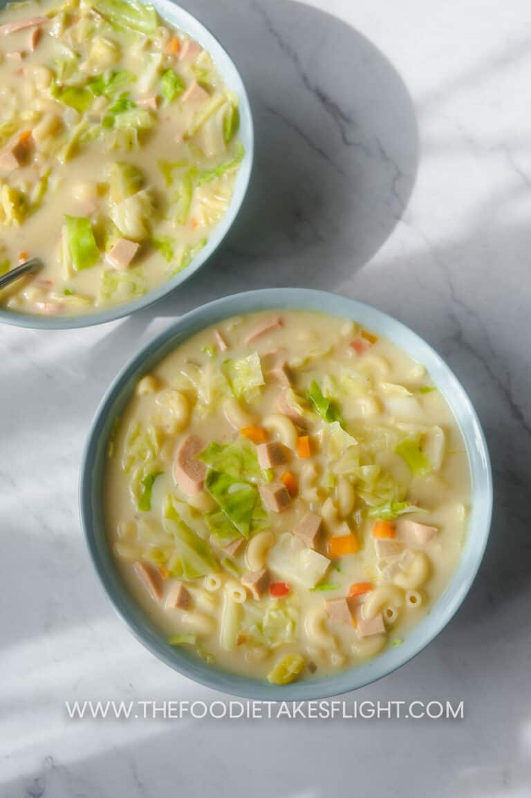 Sopas (Vegan Filipino Macaroni Soup) - The Foodie Takes Flight