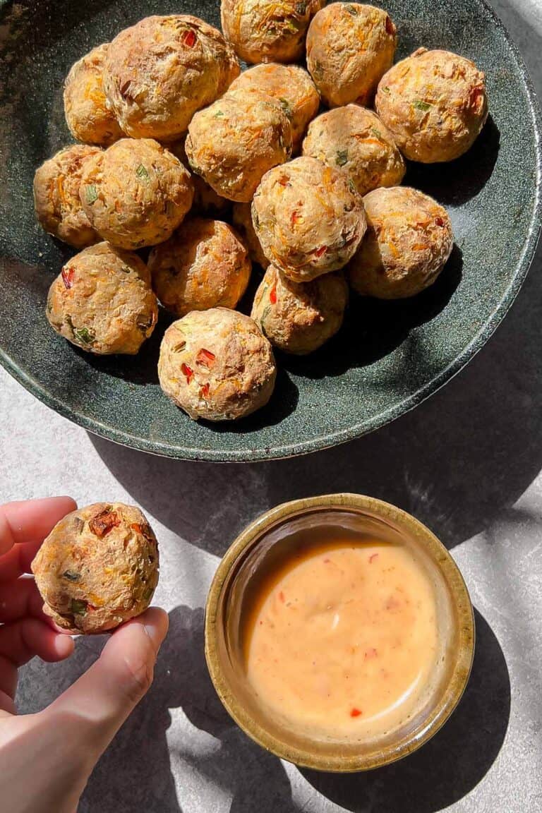 Soy Garlic Tofu Balls - The Foodie Takes Flight