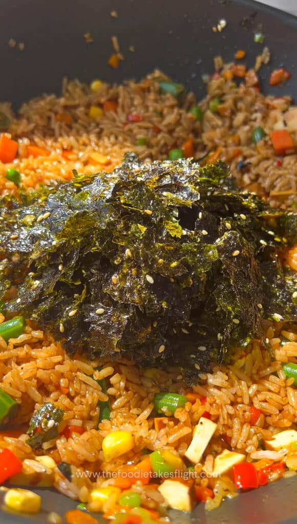 Seaweed Fried Rice - The Foodie Takes Flight