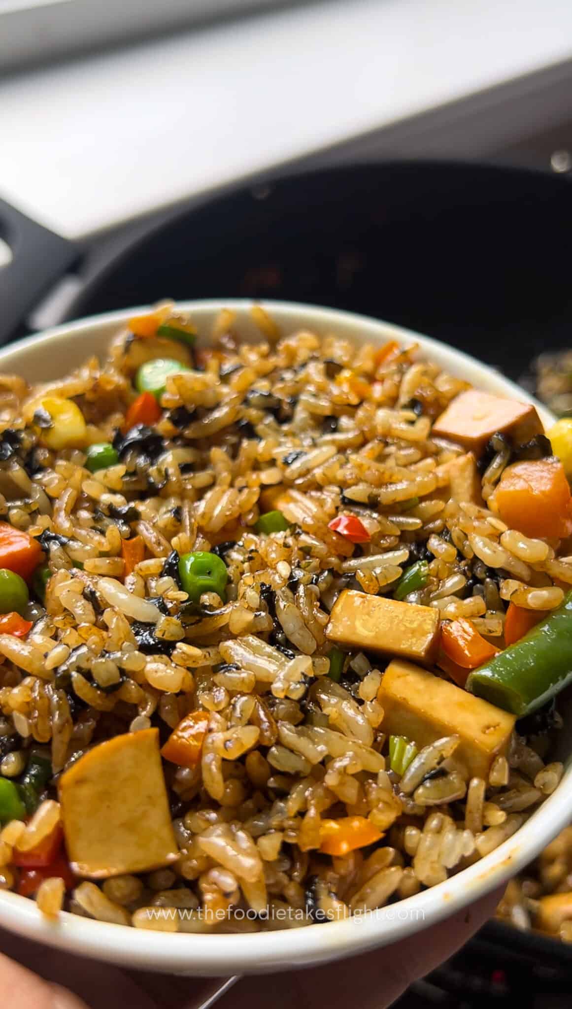 Seaweed Fried Rice - The Foodie Takes Flight