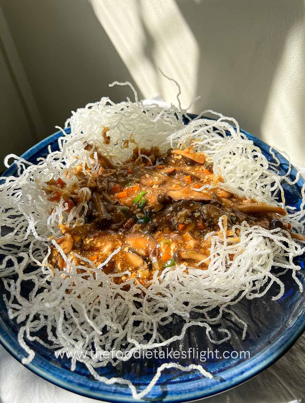Crispy Vermicelli Noodles with Special Sauce - The Foodie Takes Flight