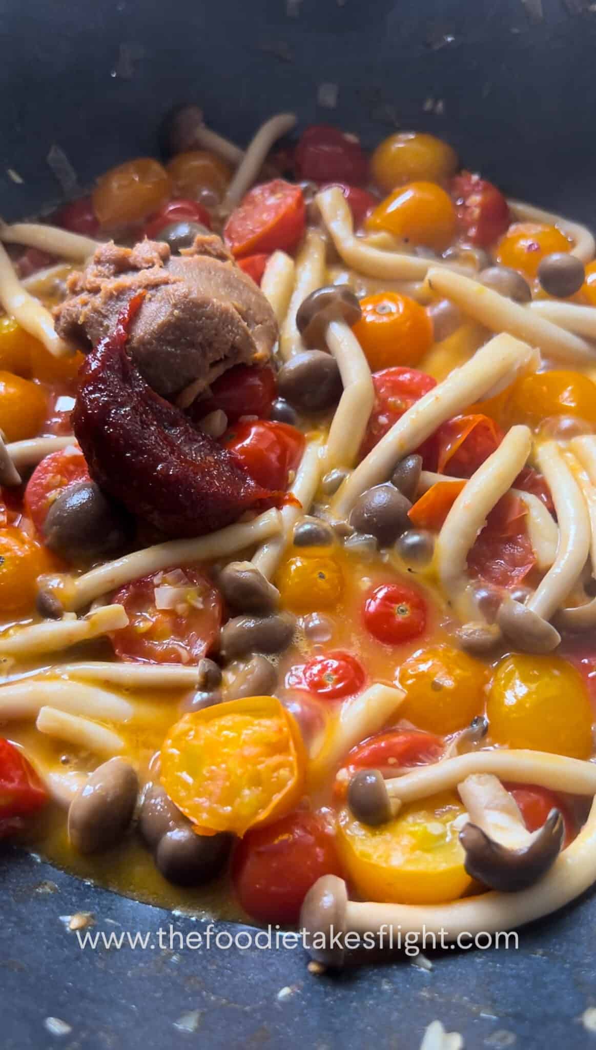One-Pot Tomato Miso Gochujang Orzo - The Foodie Takes Flight