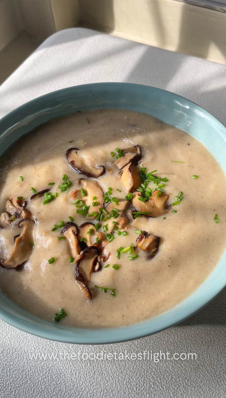 Miso Mushroom Orzo Soup - The Foodie Takes Flight